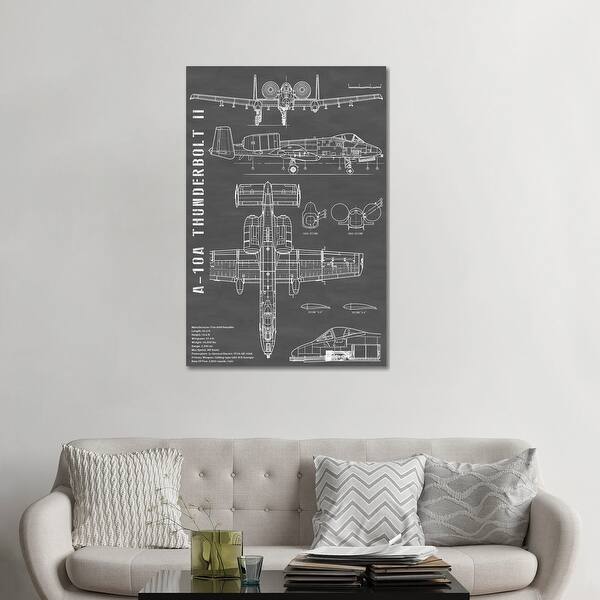 iCanvas "A-10 Thunderbolt II (Warthog) Airplane In Black - Portrait" by ...